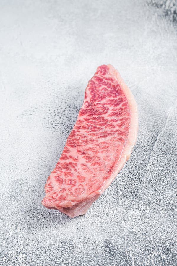 Raw Wagyu Rump Sirloin Steak Kobe Beef Meat White Background Stock Image Image Of Fresh