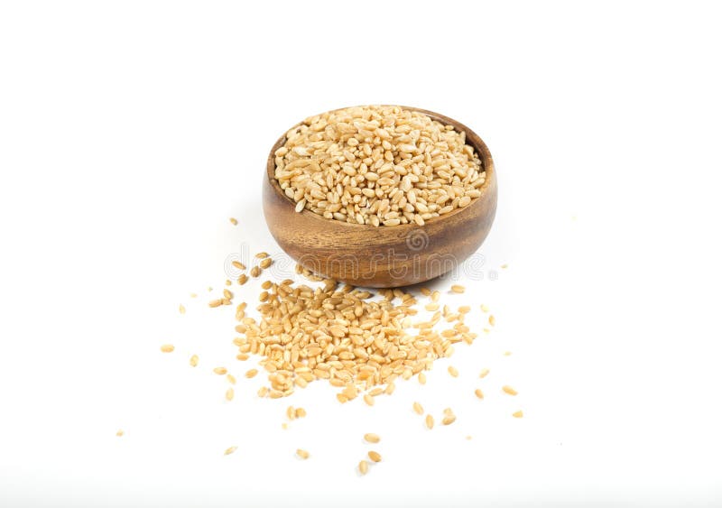 Raw Wheat in Bowl, Isolated on White Background Stock Image - Image of ...