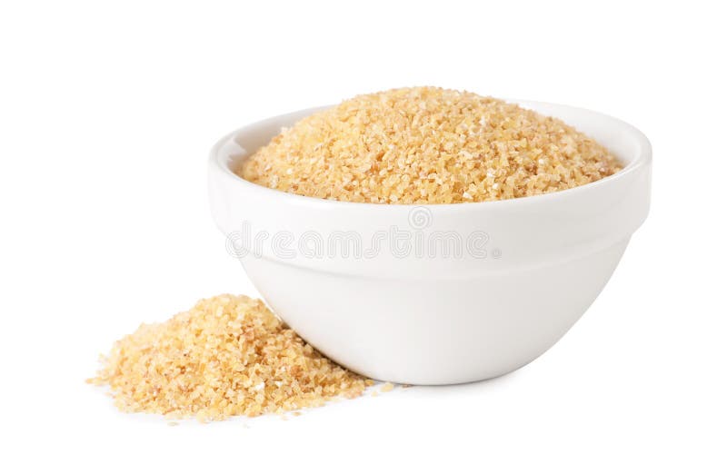 Raw Wheat Groats in Bowl Isolated on White Stock Image - Image of seeds ...