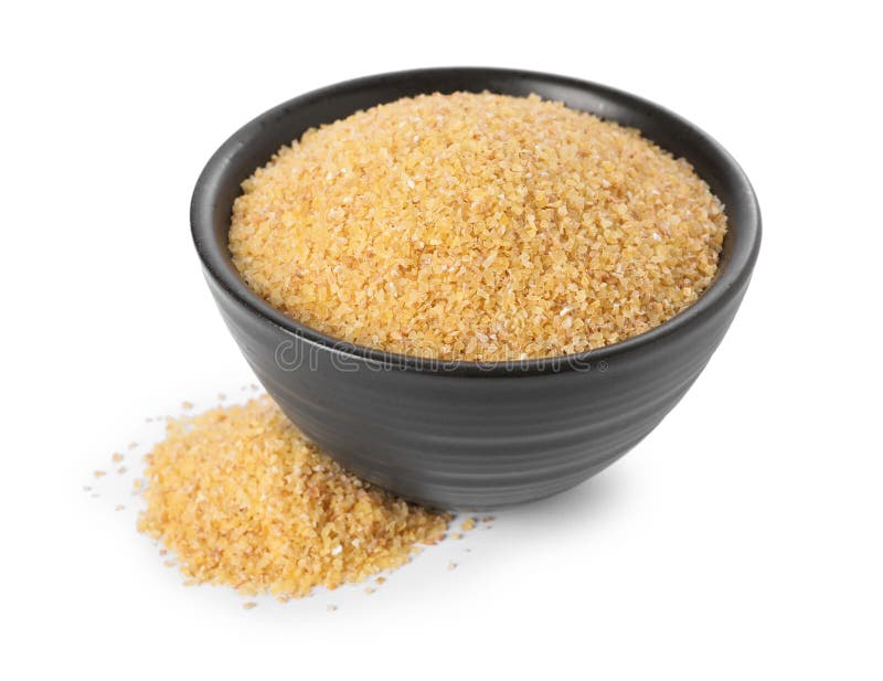 Raw Wheat Groats in Bowl Isolated on White Stock Image - Image of pile ...