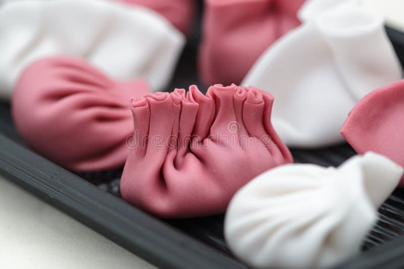 Raw White and Red Dim Sum Ready for Cooking Stock Photo - Image of ...