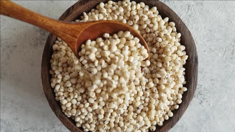 Raw White Sorghum Grain in a Bowl Stock Video - Video of seed ...