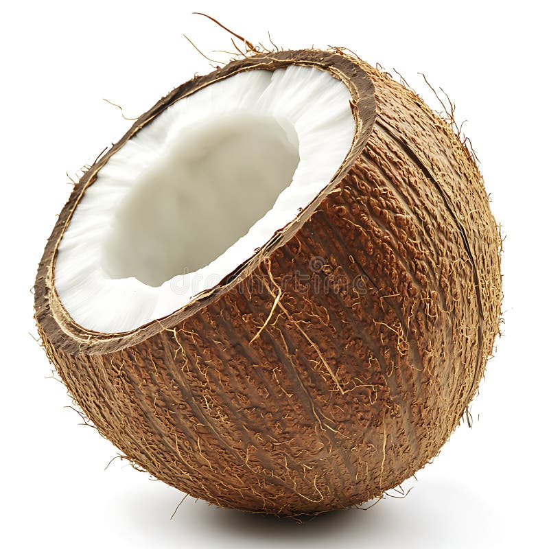 Raw Whole Coconut in Studio Light on Pure White Backdrop Stock Image ...
