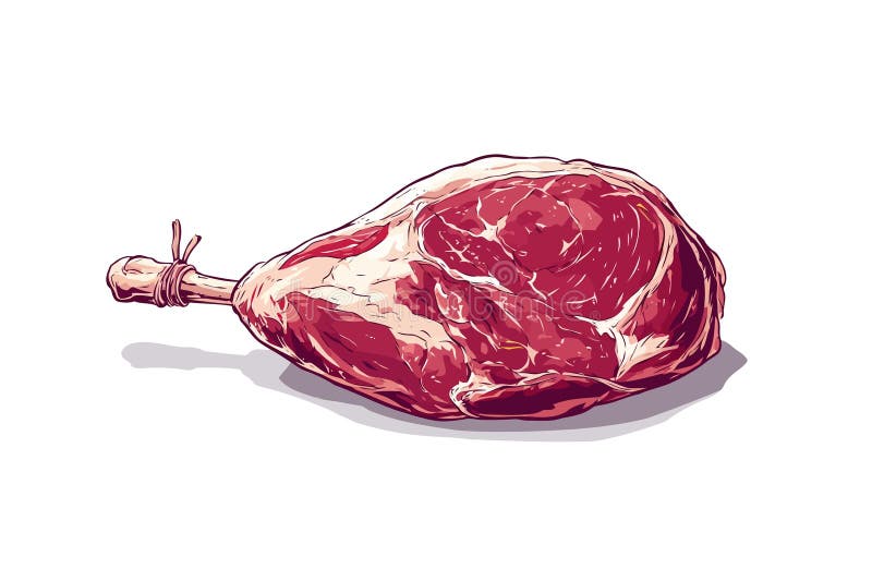 Raw Whole Lamb Leg Marinated Isolated Stock Vector - Illustration of ...