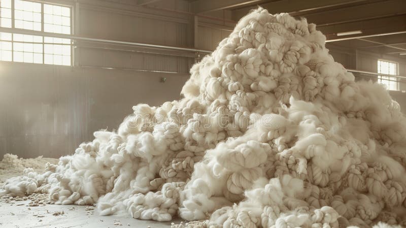 Raw Wool Piles in Processing Mill Industrial Textile Production Stock ...
