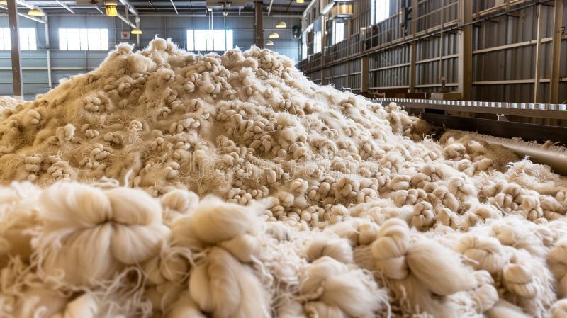 Raw Wool Piles in Processing Mill Industrial Textile Production Stock ...