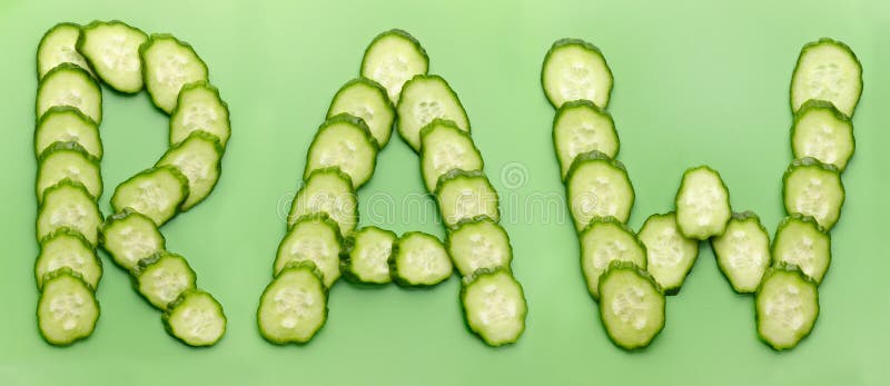 RAW Word Made of Cucumber Slices Stock Photo - Image of healthy ...