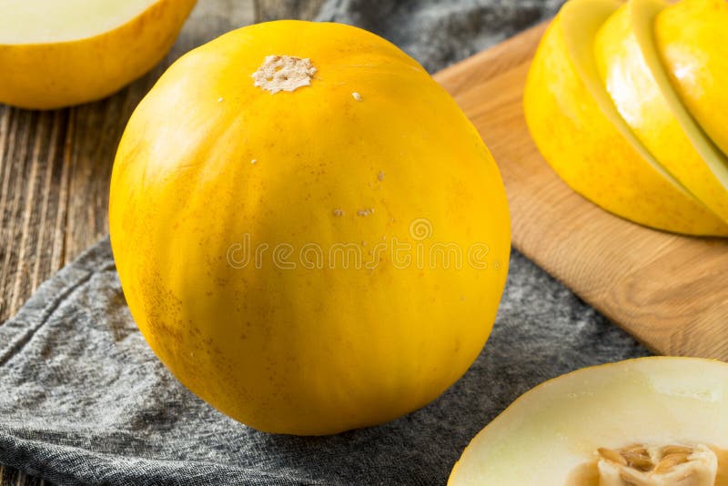 Raw Yellow Organic Canary Melon Stock Image - Image of food, dessert ...