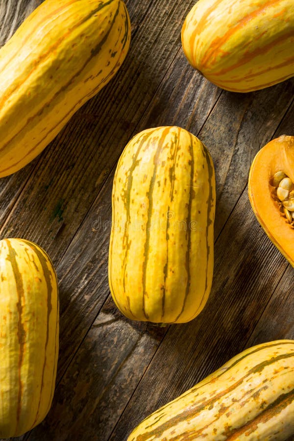 Raw Yellow Organic Delicata Squash Stock Photo - Image of ingredients ...