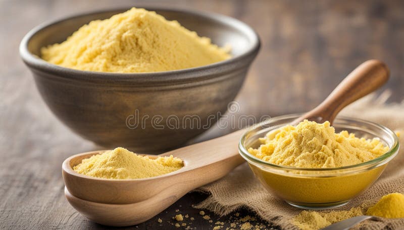 Raw Yellow Organic Nutritional Yeast in a Bowl Stock Illustration ...