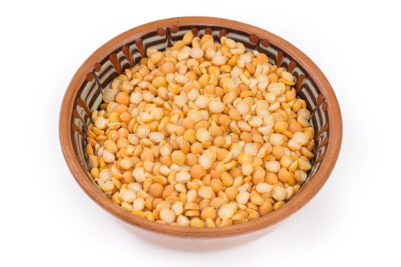 Raw Yellow Split Peas in Bowl on a White Background Stock Image - Image ...