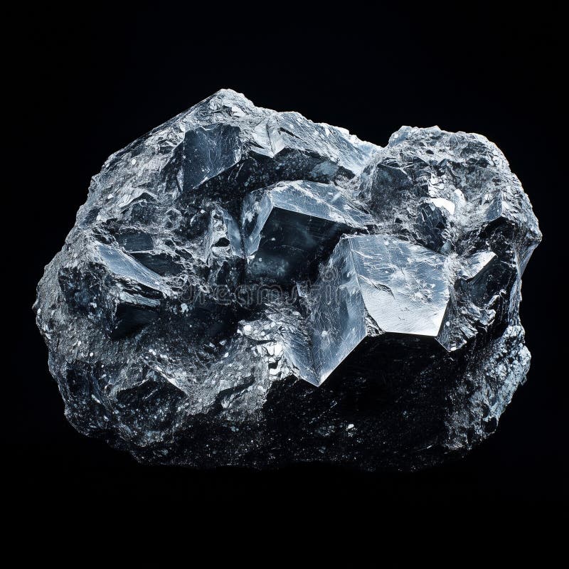 Raw Zinc Ore, Closeup on Black Background, Front View Stock Illustration - Illustration of ...