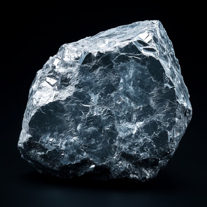 Raw Zinc Ore, Closeup on Black Background, Front View Stock ...