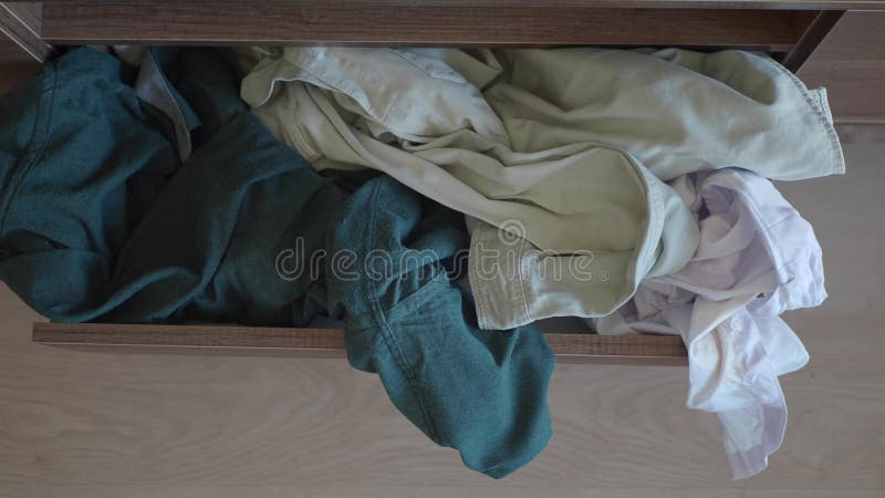 Rawer with Messy Cloths Top View , Stock Footage - Video of female ...