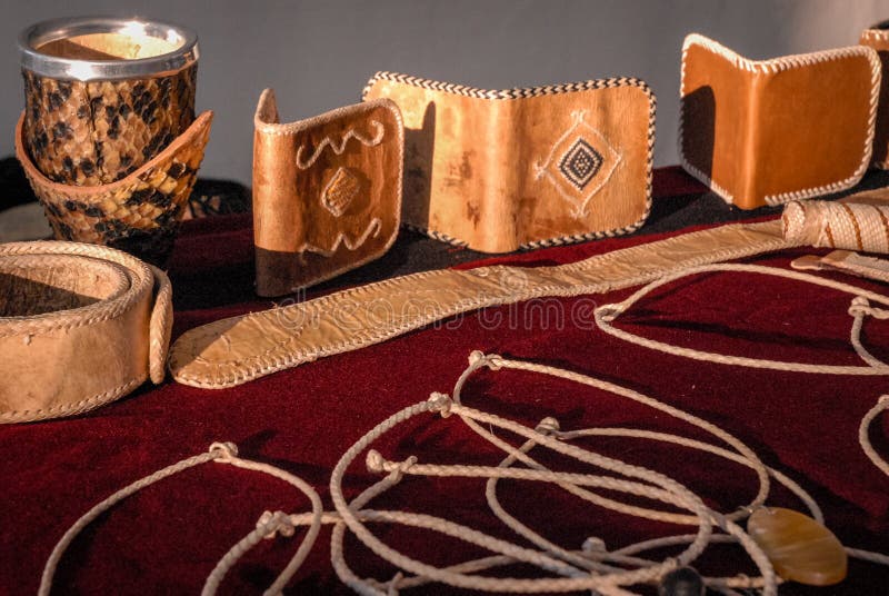 Rawhide wallets and crafts stock photo. Image of artificial - 187690380