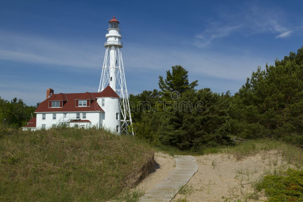 Rawley Point Lighthouse stock photo. Image of shore, historic - 25355910