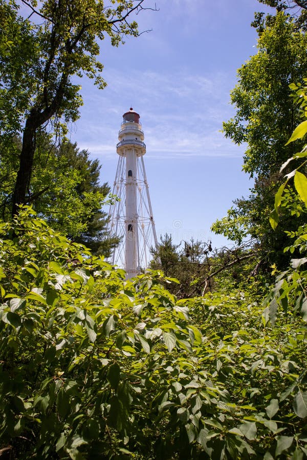 Rawley Point Lighthouse in Two Rivers, Wisconsin in July Stock Photo ...