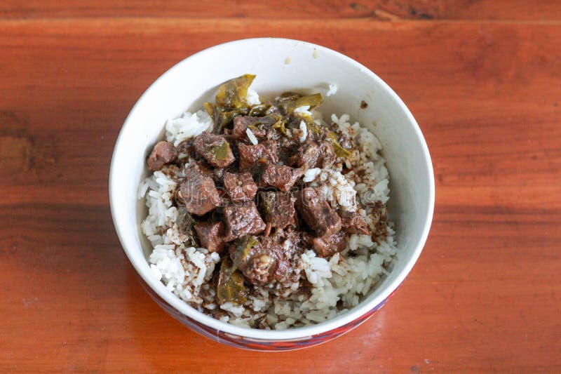 Rawon Rice in a Bowl on a Wooden Table Stock Photo - Image of ...