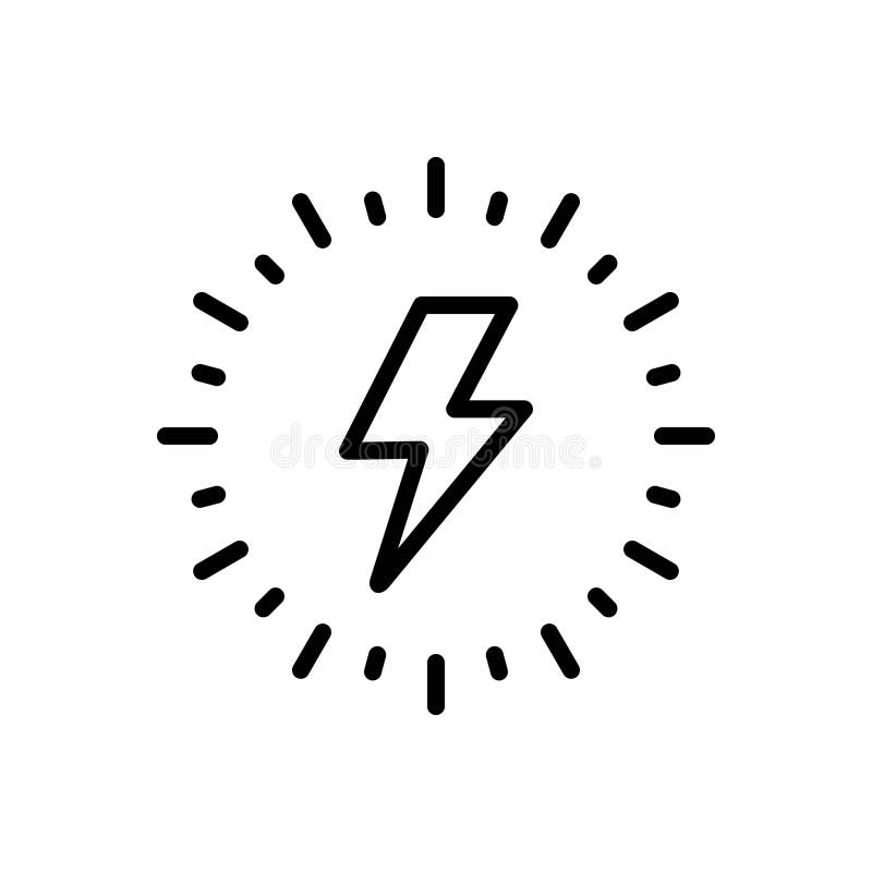 Black Line Icon for Ray, Gleam and Bolts Stock Illustration ...