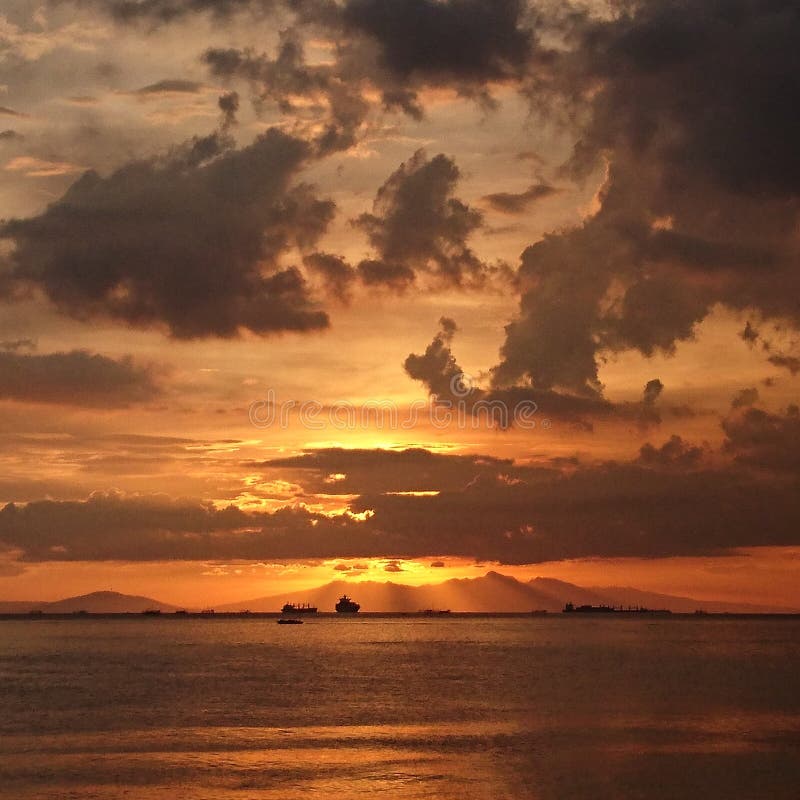 Sunset by the bay stock image. Image of light, sunset - 119332411