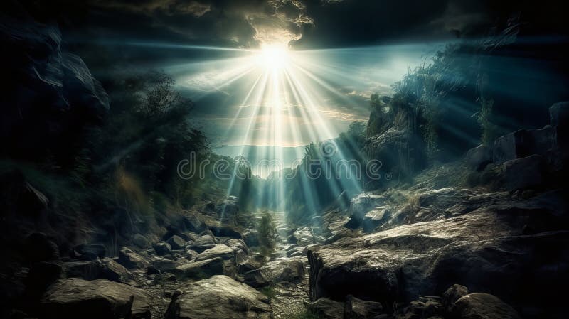 A Ray of Light in a Dark Kingdom Stock Illustration - Illustration of ...