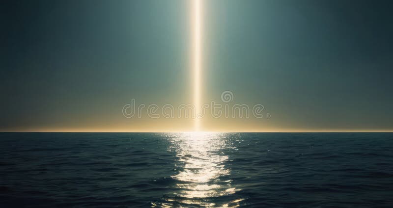A Ray of Light Falls on the Horizon of the Sea Stock Illustration ...