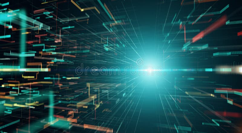 Ray of Light Shining through on Digital Data Background Stock ...