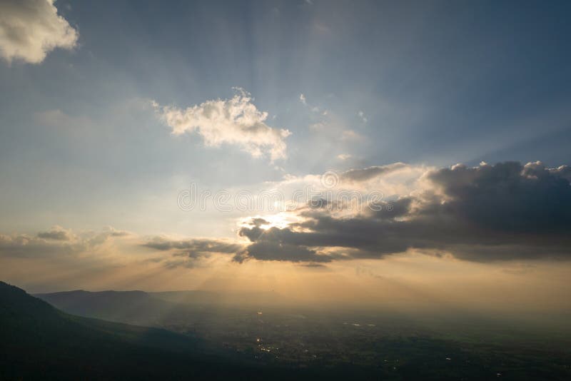 Ray Light with Sunset in Warm Tone Stock Image - Image of clouds, blue ...