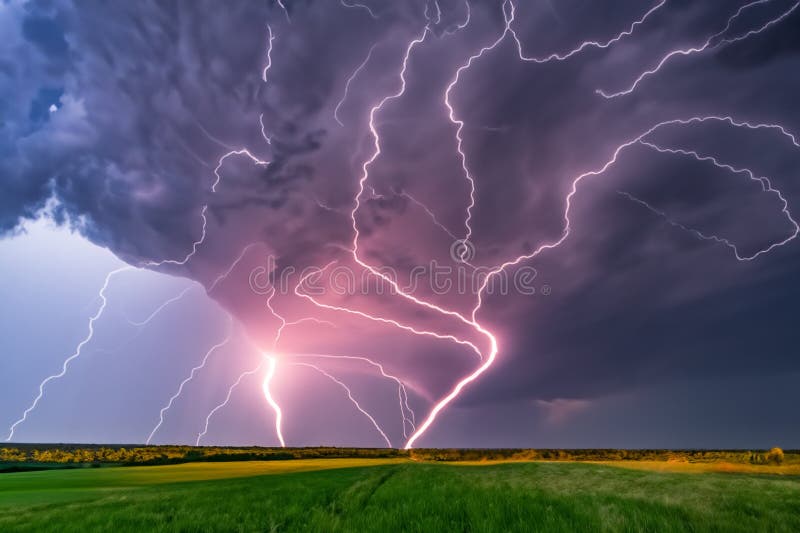 Ray. Lightning Storm. Lightning Bolt Storm. Fork Lightning Striking ...