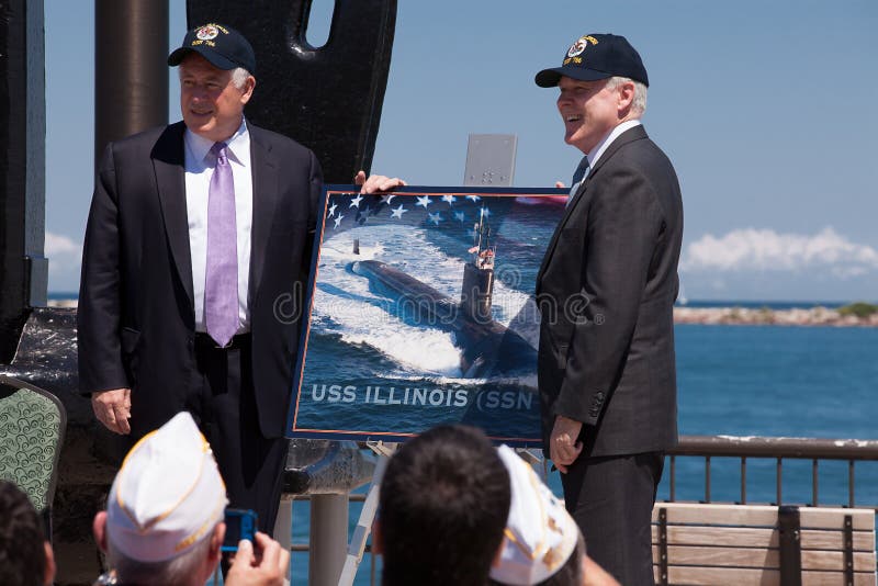 Ray Mabus and Pat Quinn at USS Illinois Ceremony Editorial Photography ...