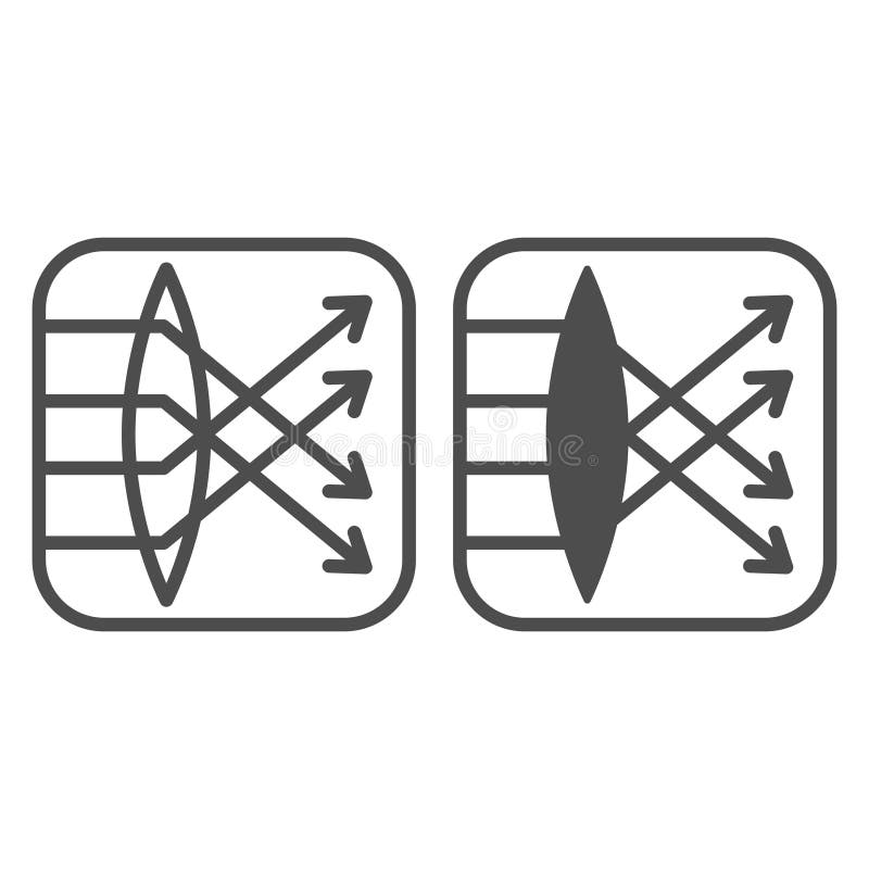 Ray Paths in Convex Lens Line and Solid Icon, Optical Equipment Concept ...