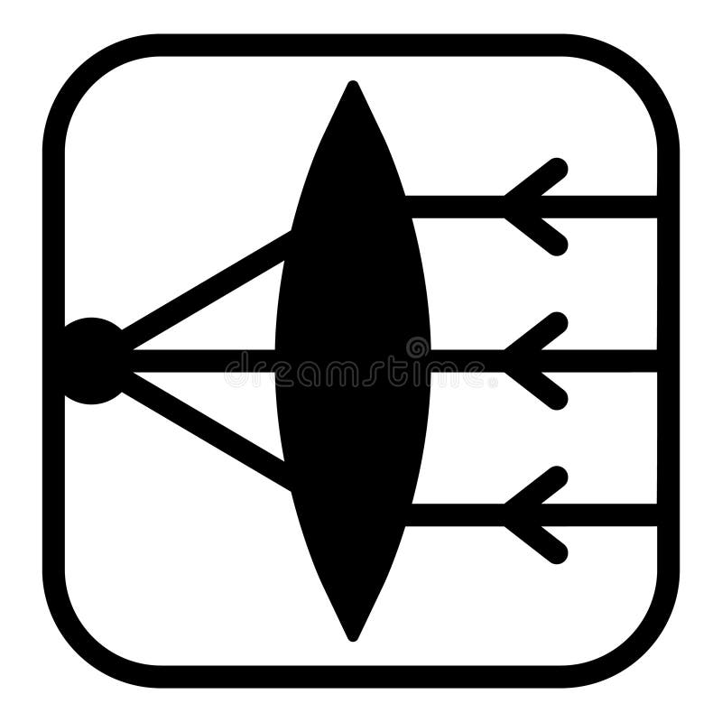 Ray Paths in Convex Lens Solid Icon, Optical Equipment Concept. Vector ...