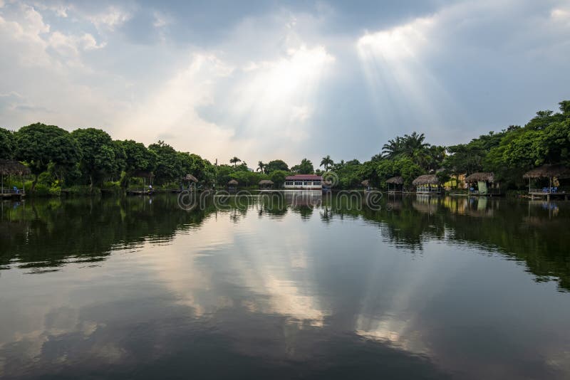 Ray and Reflection of the Sun on the Lake Stock Photo - Image of lake ...