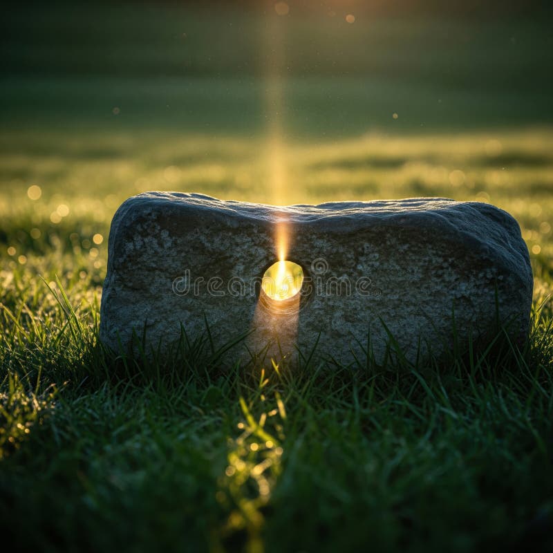 A Ray of Sunlight Passes through a Hole in the Stone. Stock Image ...