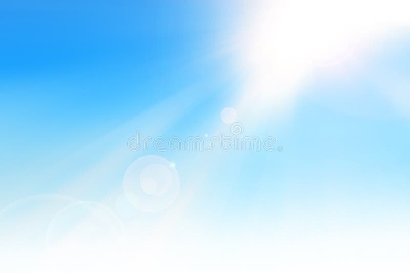 Ray of Sunshine in the Blue Sky with Lens Flare Stock Image - Image of ...