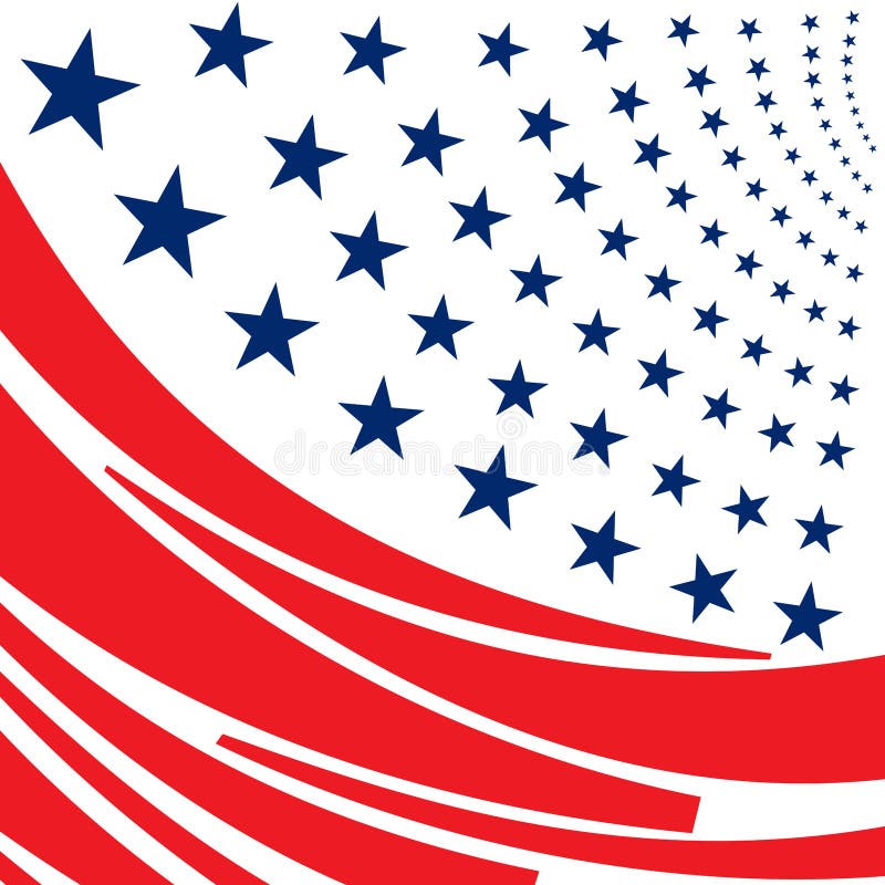 Rayas Rojas Simples Abstractas Y Filas De Estrellas Azules Stock de ...