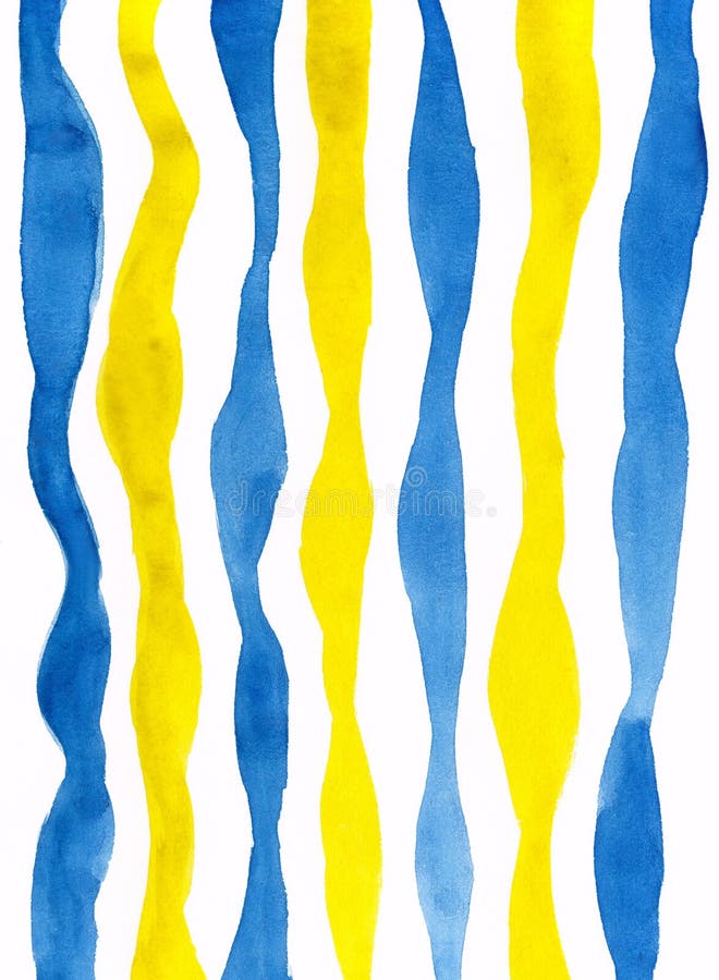 Rayas Verticales Del Amarillo Azul De La Acuarela Stock de ilustración ...