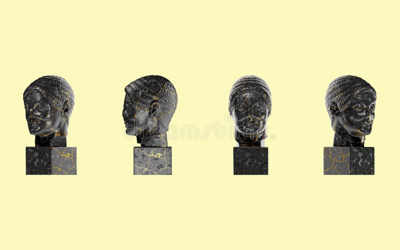 The Rayet Head Greek Mythological 3D Digital Bust in Black Marble and ...