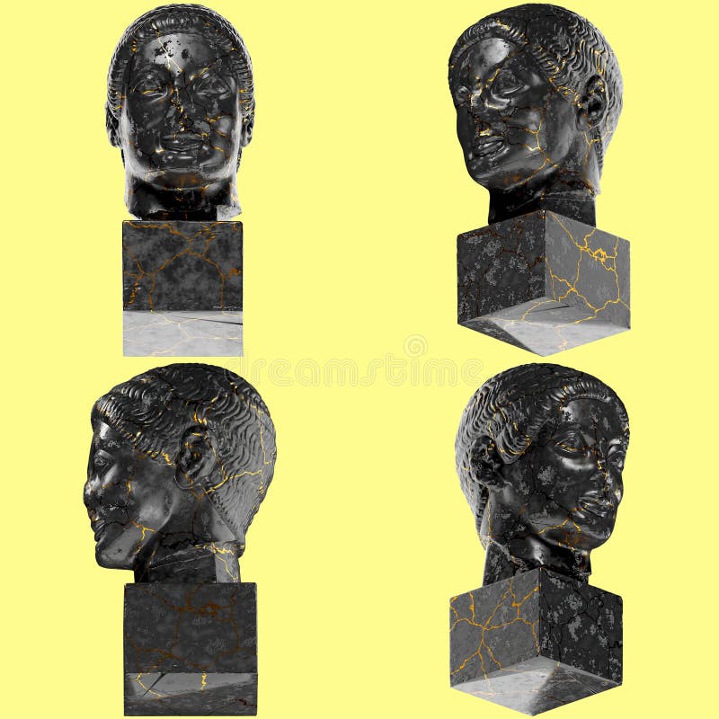 The Rayet Head Greek Mythological 3D Digital Bust in Black Marble and ...