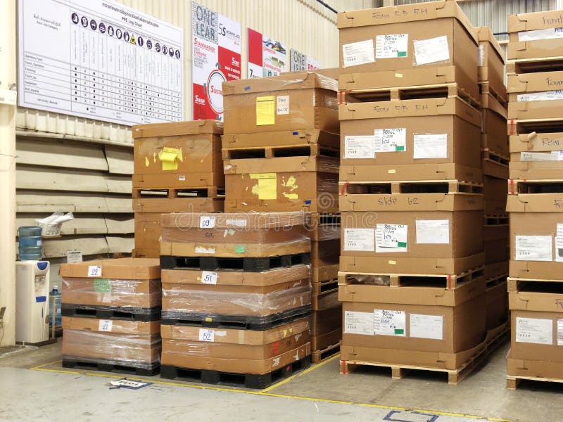 Material Boxes in Manufacturing Warehouse Editorial Photography - Image ...
