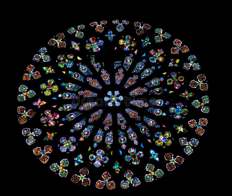 Rayonnant Rose Stained Glass Window Stock Photo - Image of religious ...