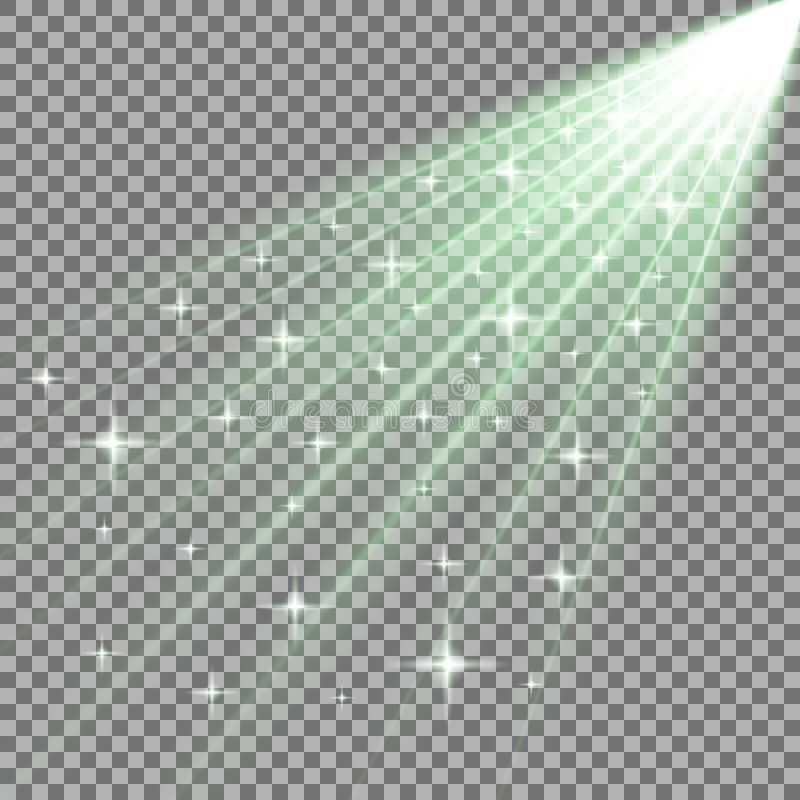 Rayos De La Luz Con Las Estrellas, Color Verde Ilustración del Vector ...