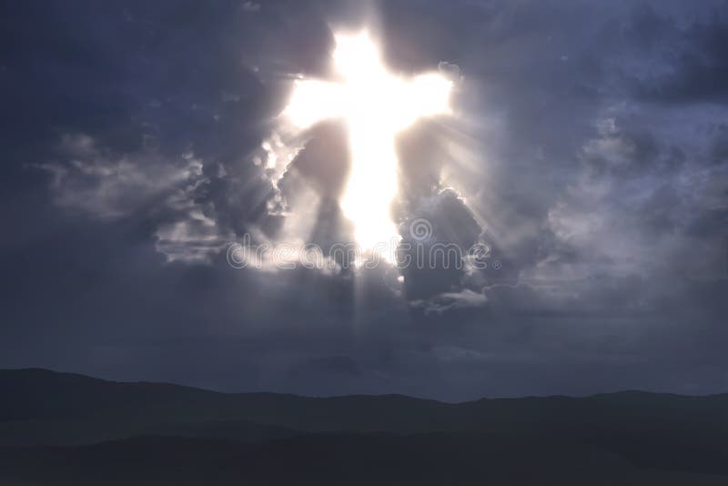 Cruz Cristiana En Rayos De La Luz Foto de archivo - Imagen de mystical ...