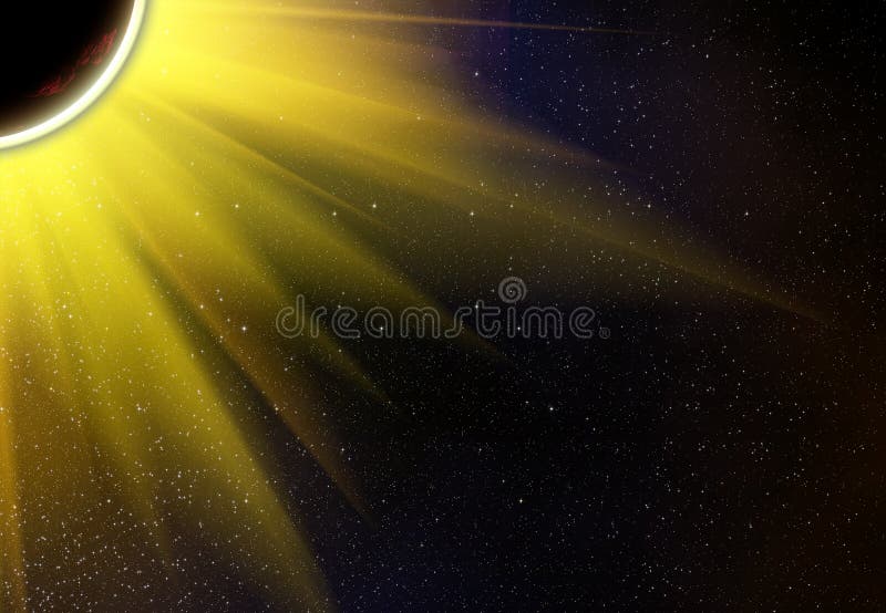 Sun Rays on Space Stars Backgrounds Stock Illustration - Illustration ...