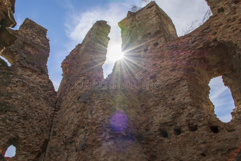 Rays and Beautiful Sky with Clouds through Rocks Stock Photo - Image of ...