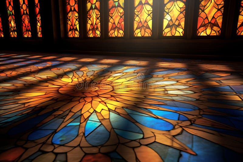 Rays of Bright Sun Pass through Colored Stained Glass Stock Image ...