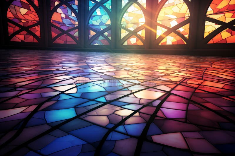 Rays of Bright Sun Pass through Colored Stained Glass Stock Photo ...