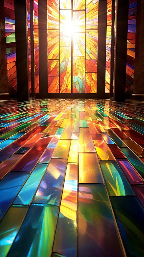 Rays of Bright Sun Pass through Colored Stained Glass Stock Photo ...