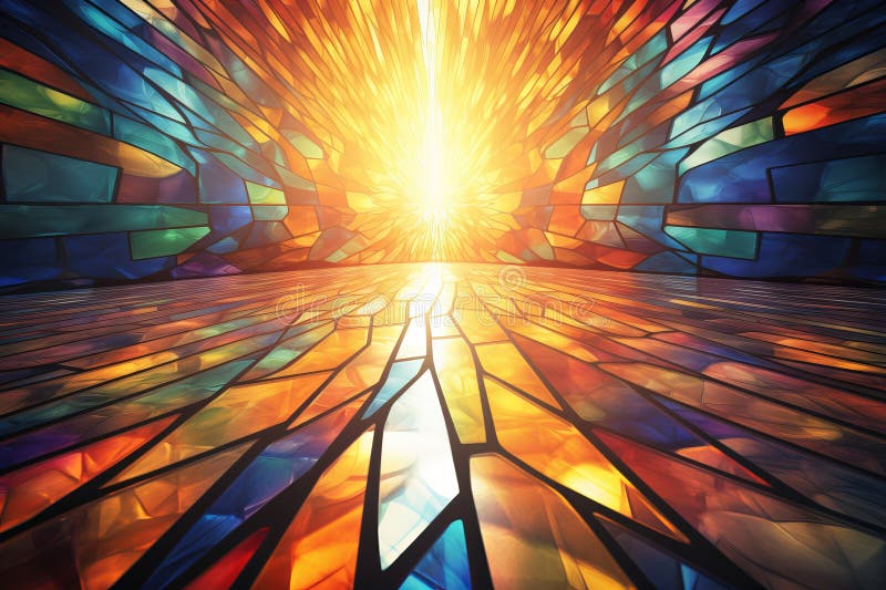 Rays of Bright Sun Pass through Colored Stained Glass Stock Photo ...