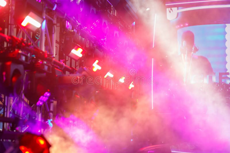 Rays of Colored Light from Lanterns Hanging on Rods Stock Image - Image ...